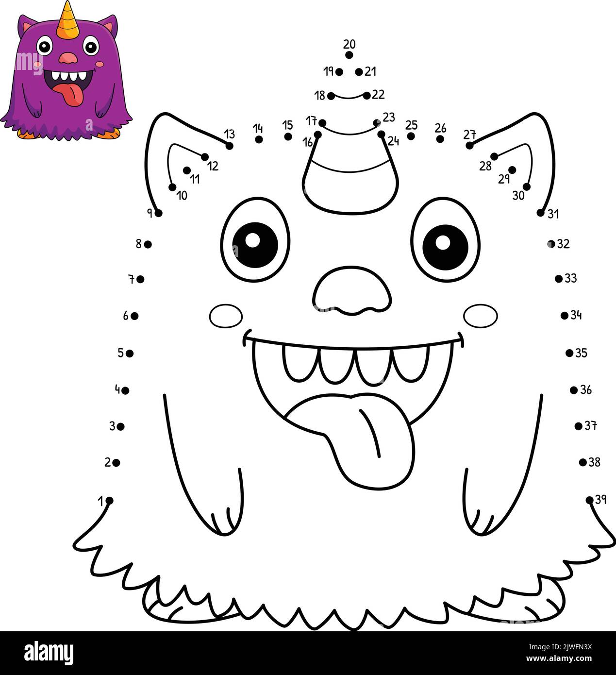 Dot to Dot Monster Unicorn Isolated Coloring Stock Vector Image & Art ...