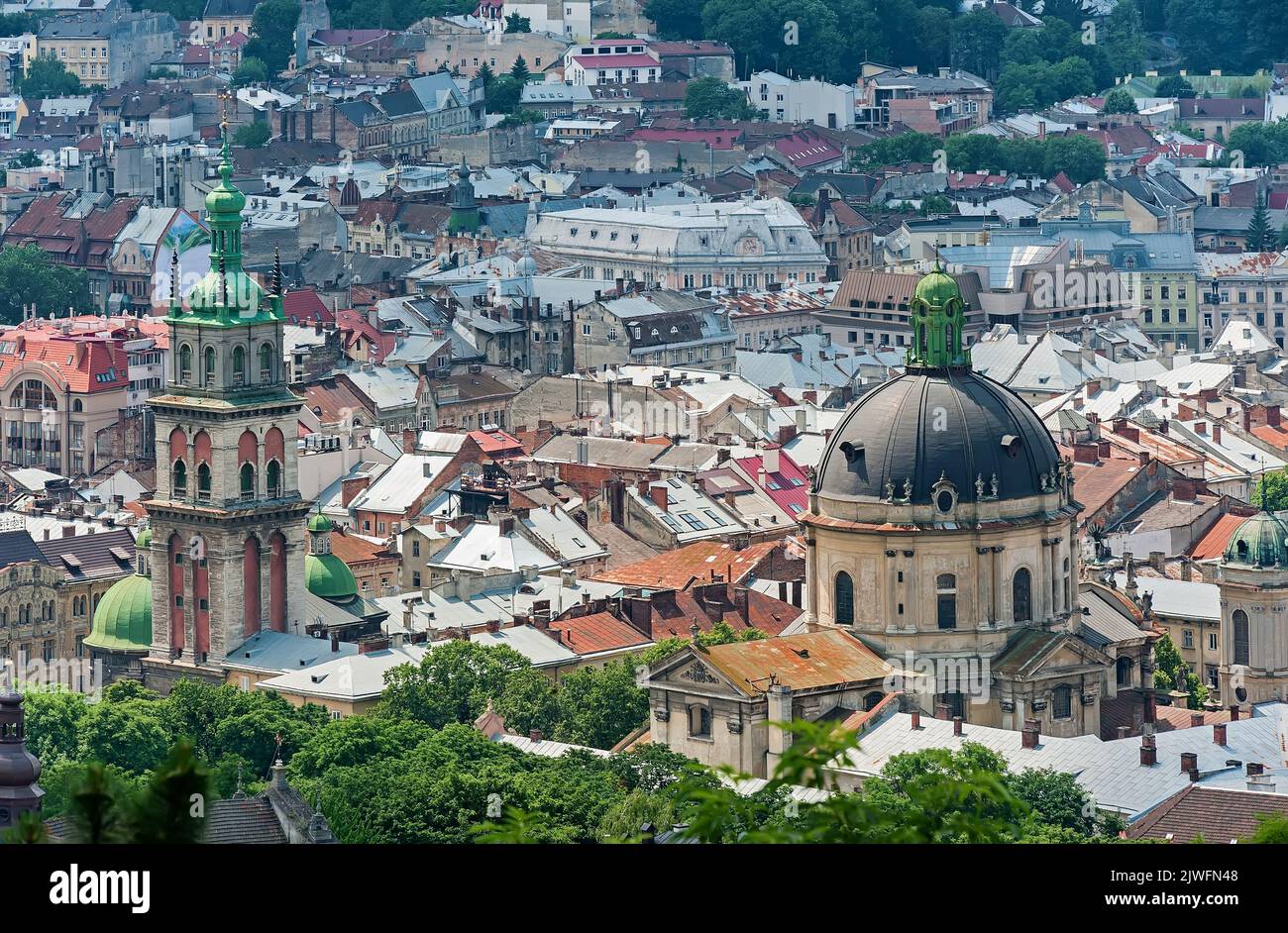 Aerial view historical center lviv hi-res stock photography and images ...