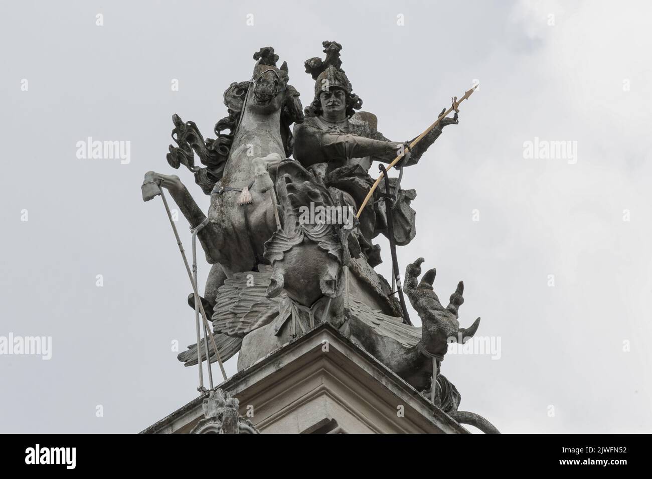 The top sculpture of St. George's Greek Catholic cathedral in Lviv ...