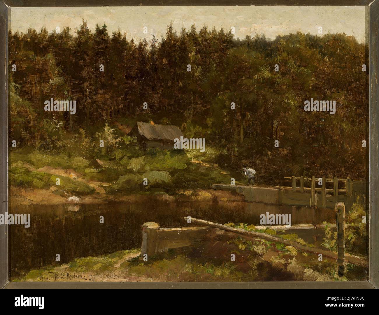 Forest landscape with a watermill. Klewer, Juliusz J. (1850-1924 ...