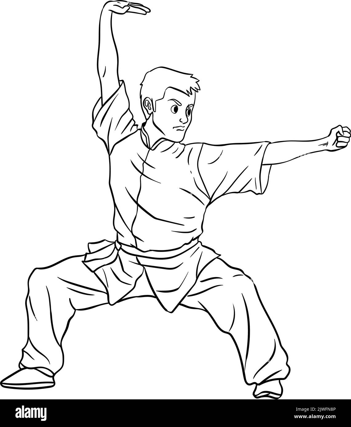 Kung Fu Isolated Coloring Page for Kids Stock Vector Image & Art - Alamy