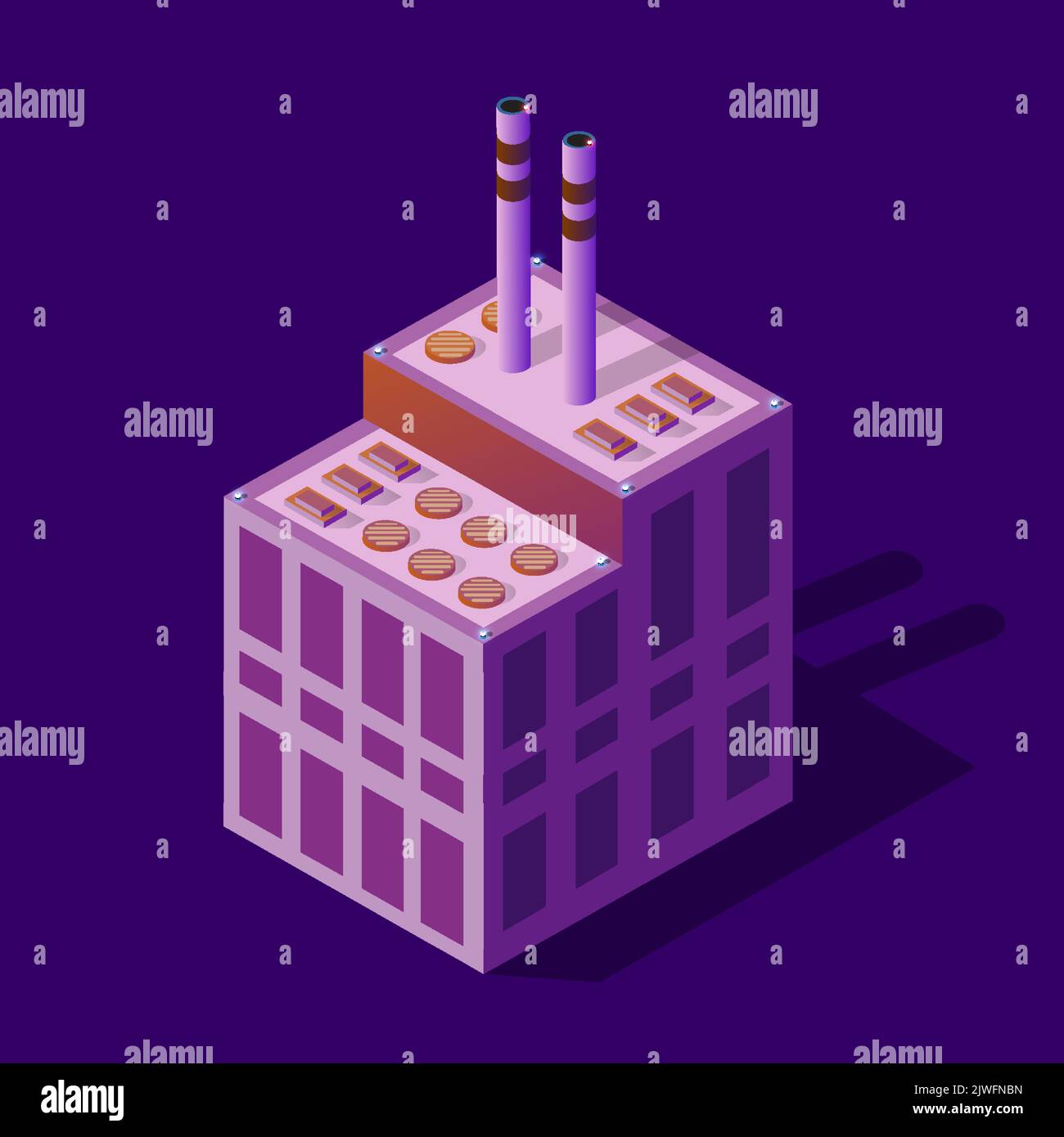 Industrial factory plant town night city urban 3D illustration Stock ...