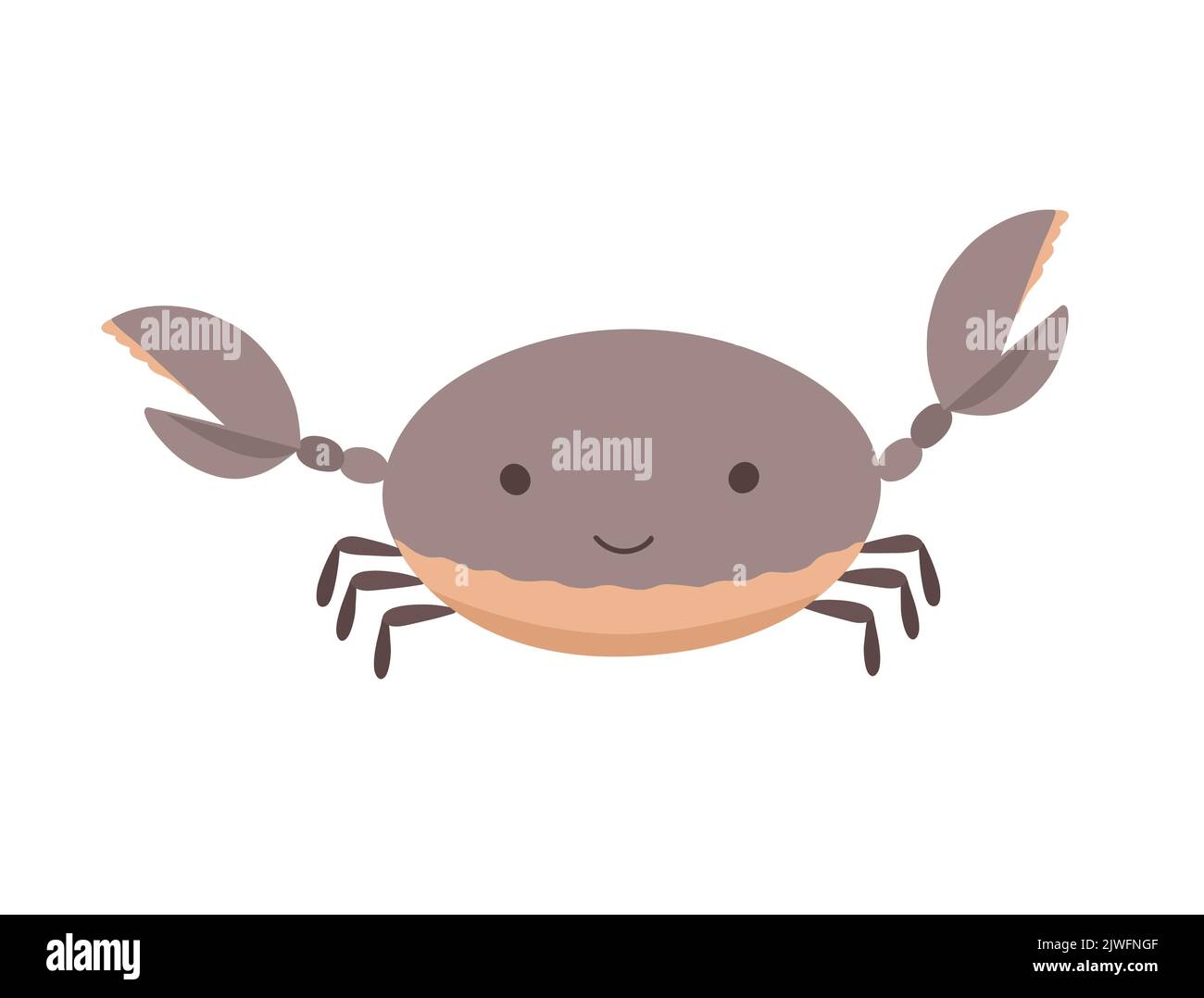 Cute crab simple doodle flat style vector illustration, sea creature ...