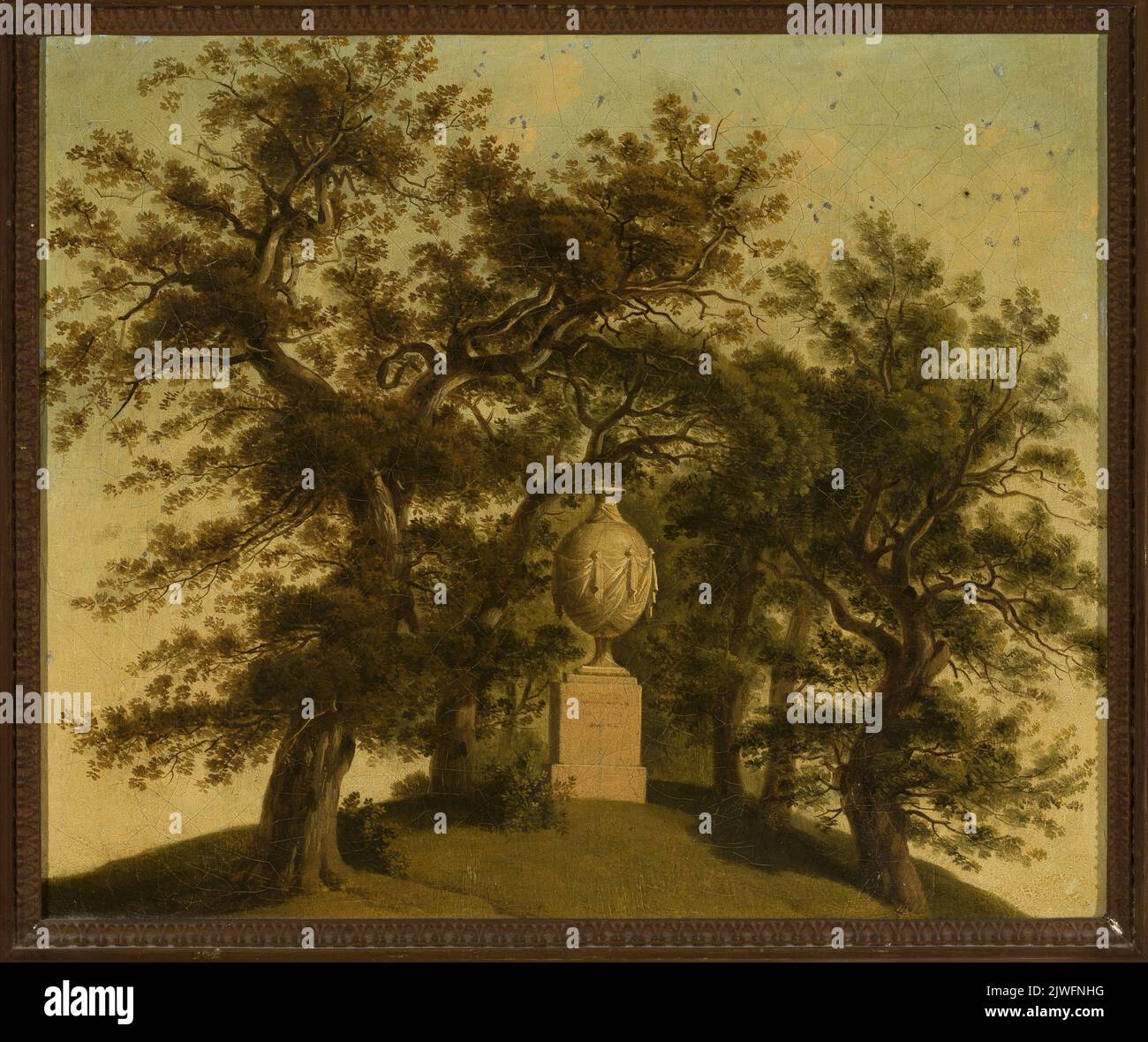 Statue among oaks. Starck, Louis, painter Stock Photo - Alamy