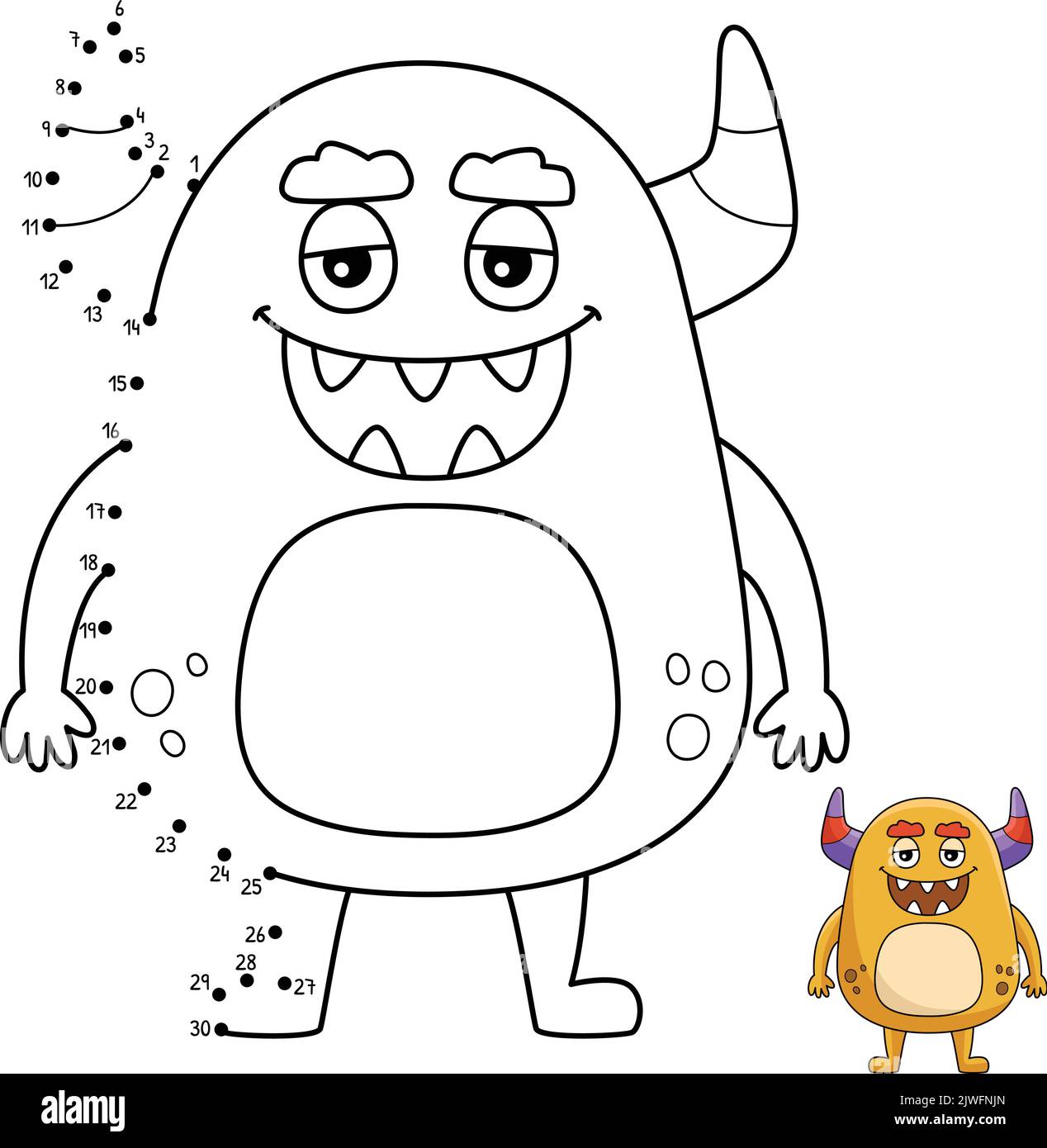 Dot to Dot Happy Monster Isolated Coloring Page Stock Vector Image ... Dot to Dot Happy Monster Isolated Coloring Page Stock Vector Image ...