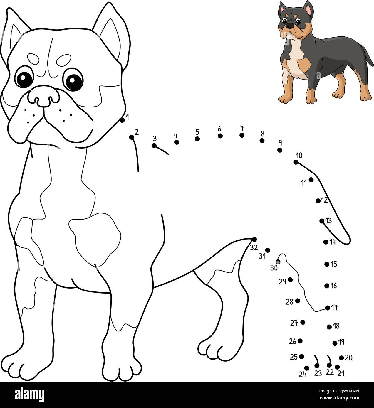 Dot to Dot American Bully Dog Isolated Coloring Stock Vector Image ... Dot to Dot American Bully Dog Isolated Coloring Stock Vector Image ...