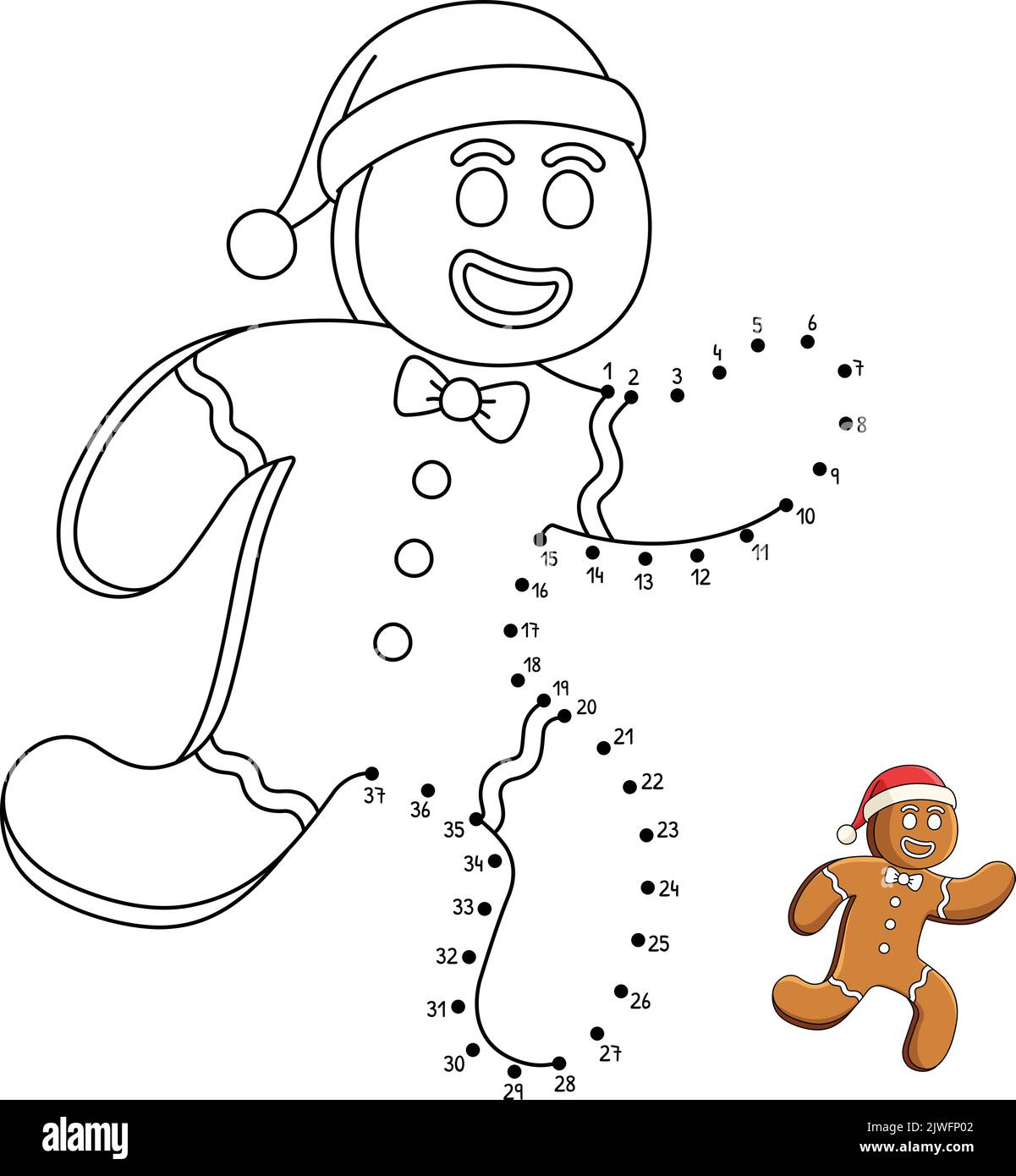 Dot to Dot Christmas Ginger Bread Man Coloring Stock Vector Image & Art ...