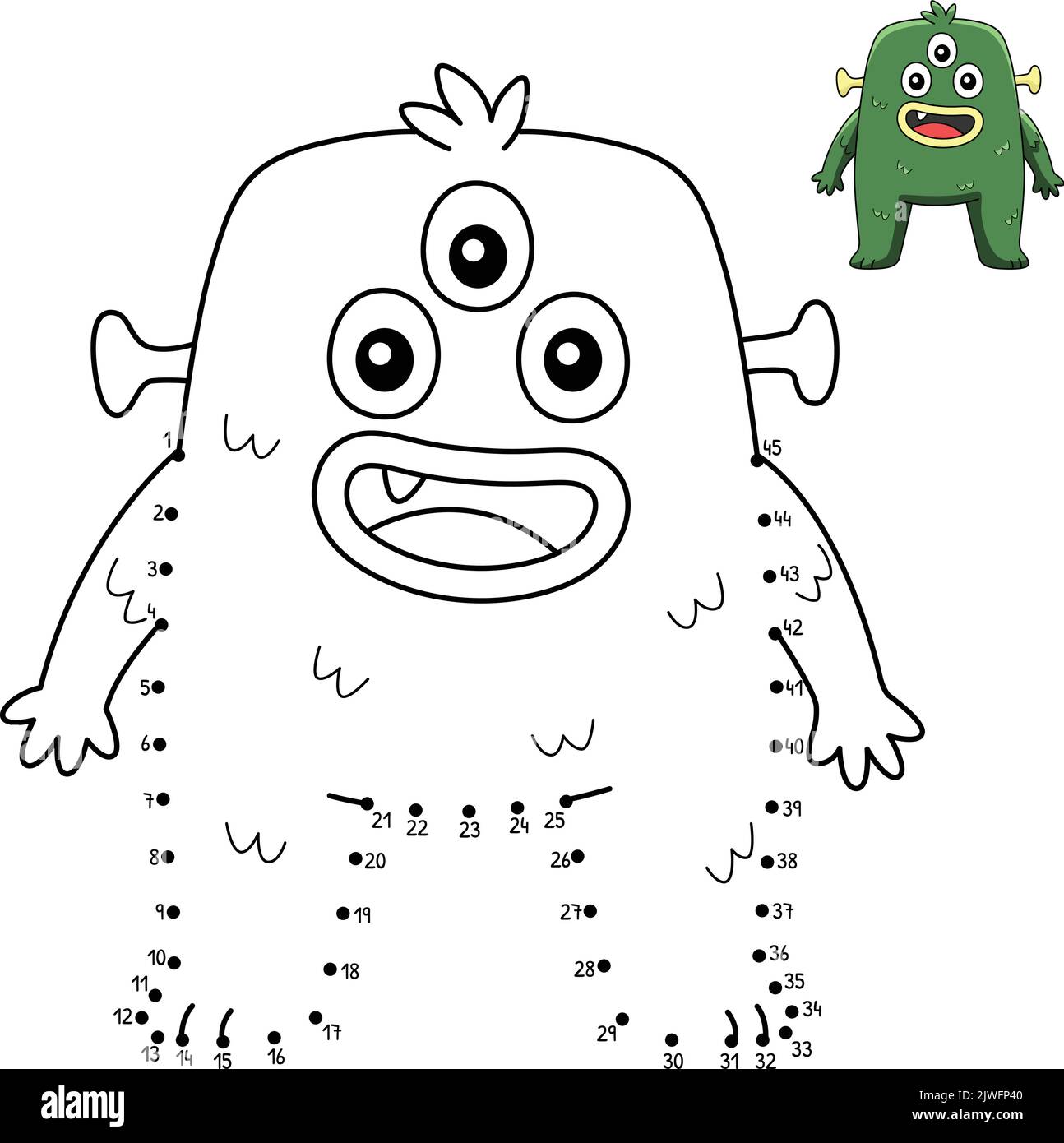 Dot to Dot Three Eyed Monster Isolated Coloring Stock Vector Image & Art - Alamy