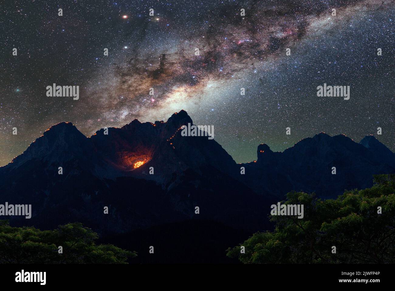 An amazing mountainous night view with the milky way Stock Photo - Alamy An amazing mountainous night view with the milky way Stock Photo - Alamy