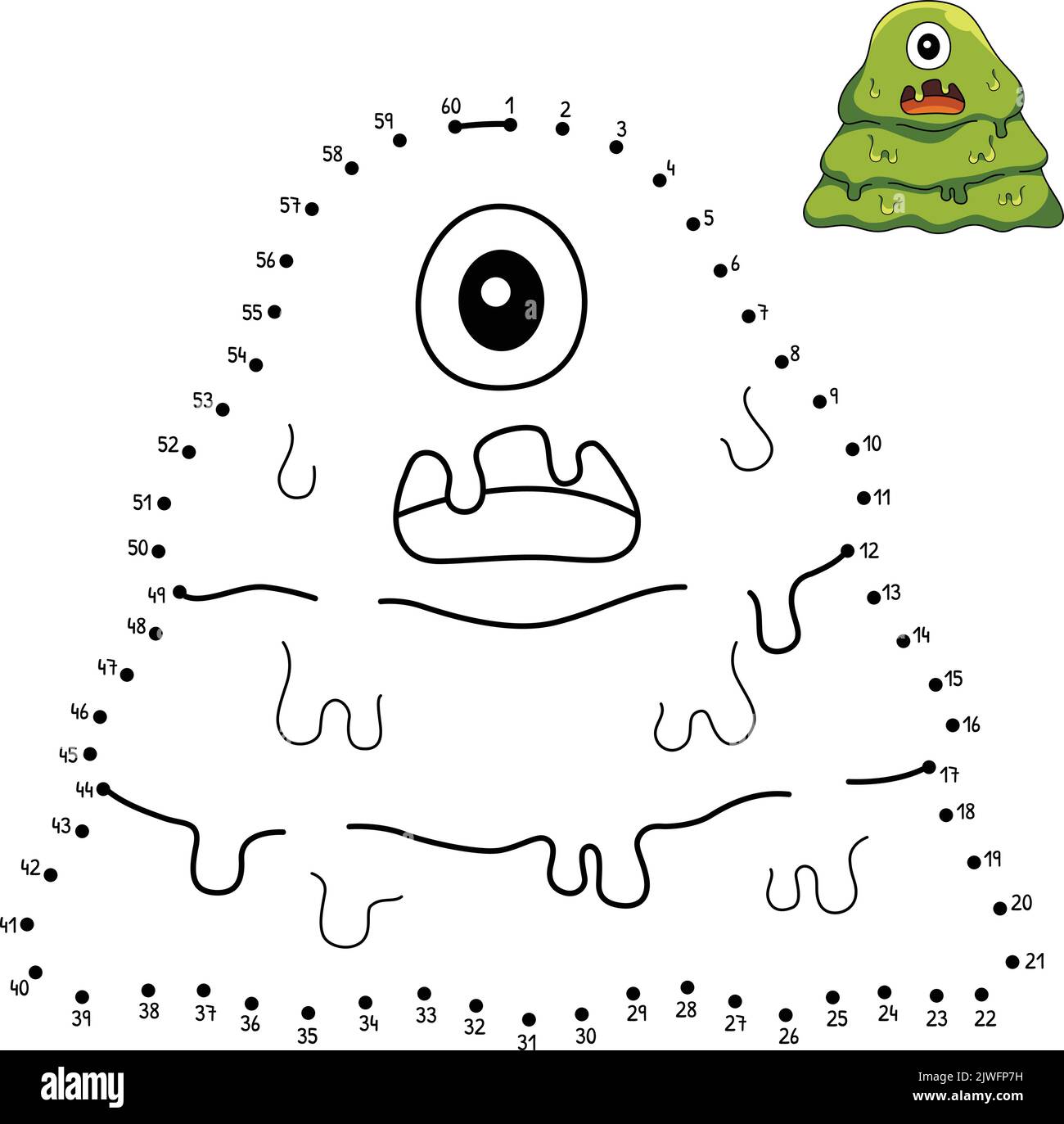 Dot to Dot Monster Slime Isolated Coloring Page Stock Vector Image & Art - Alamy