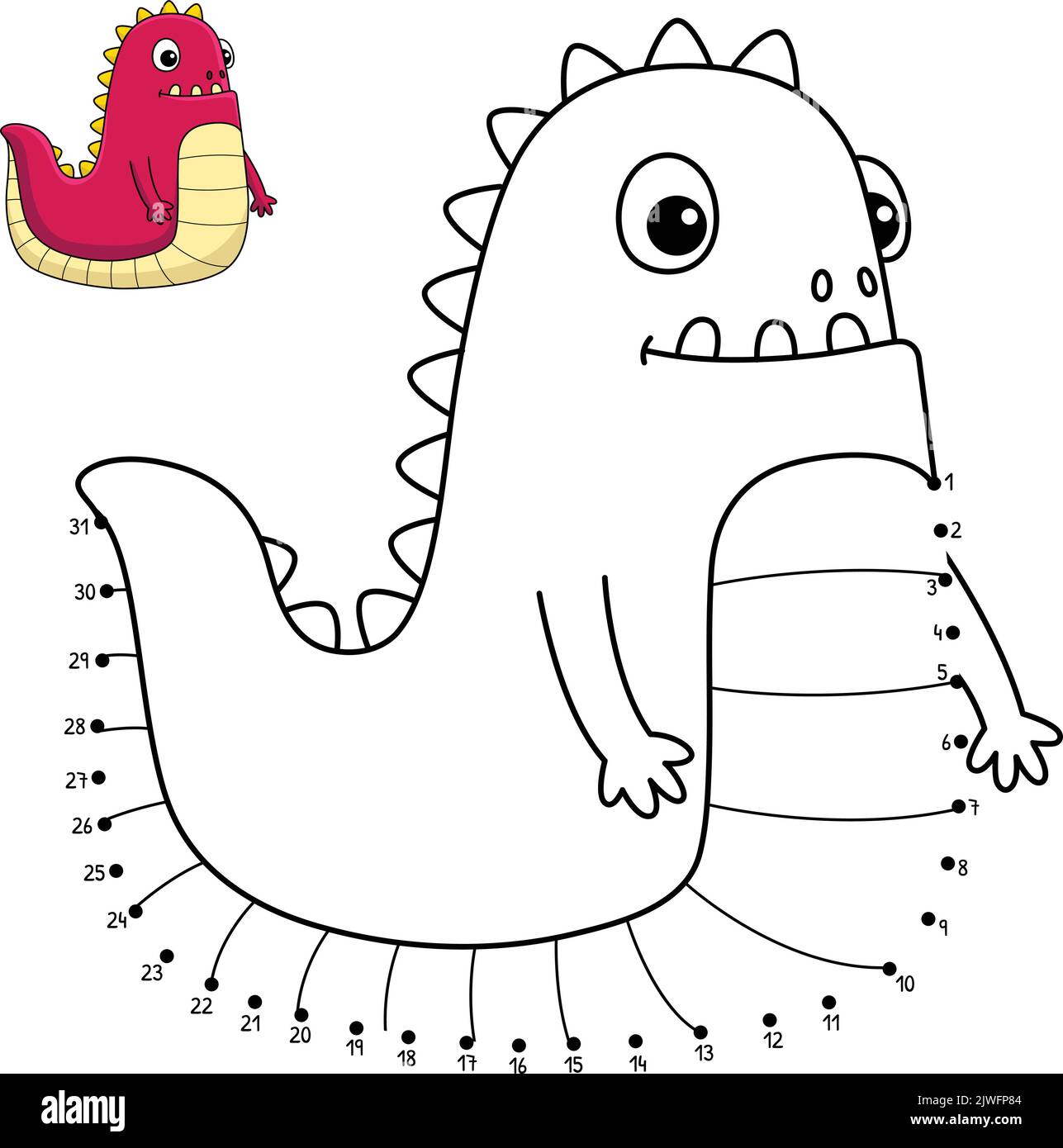 Dot to Dot Monster Crocodile Isolated Coloring Stock Vector Image & Art ...