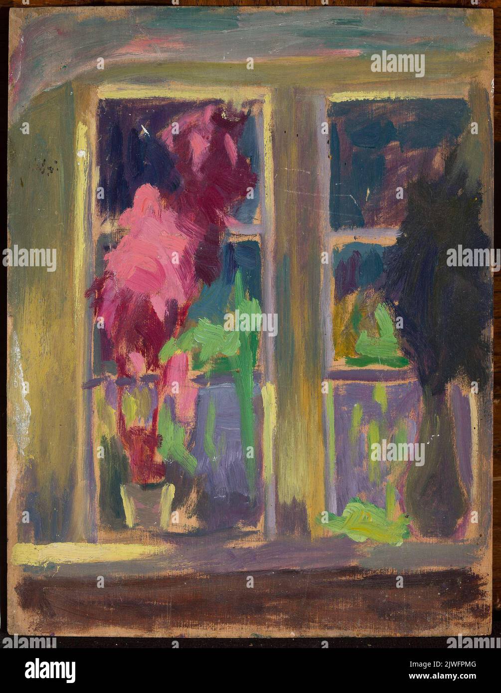 Window with flower pots. Rembowski, Jan (1879-1923), painter Stock ...