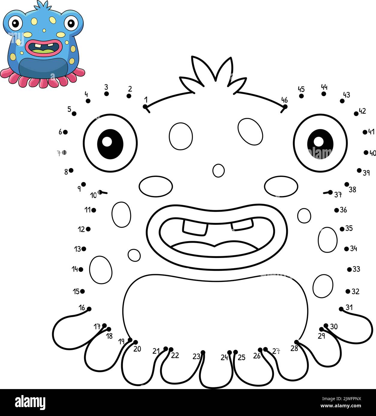 Dot to Dot Monster Fish Isolated Coloring Page Stock Vector Image & Art ...