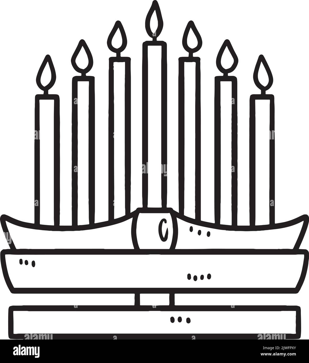Kwanzaa Kinara Isolated Coloring Page for Kids Stock Vector Image & Art ...