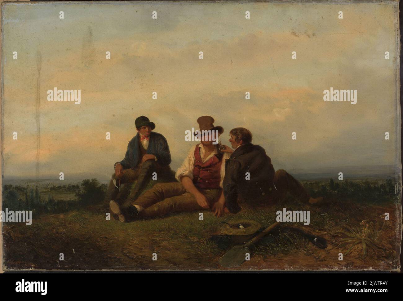 Resting in a meadow. Kramer, J. (fl. XIX w.), painter Stock Photo - Alamy