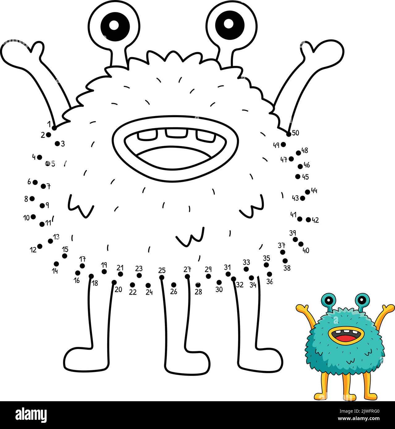 Dot to Dot Talking Monster Isolated Coloring Page Stock Vector Image & Art - Alamy