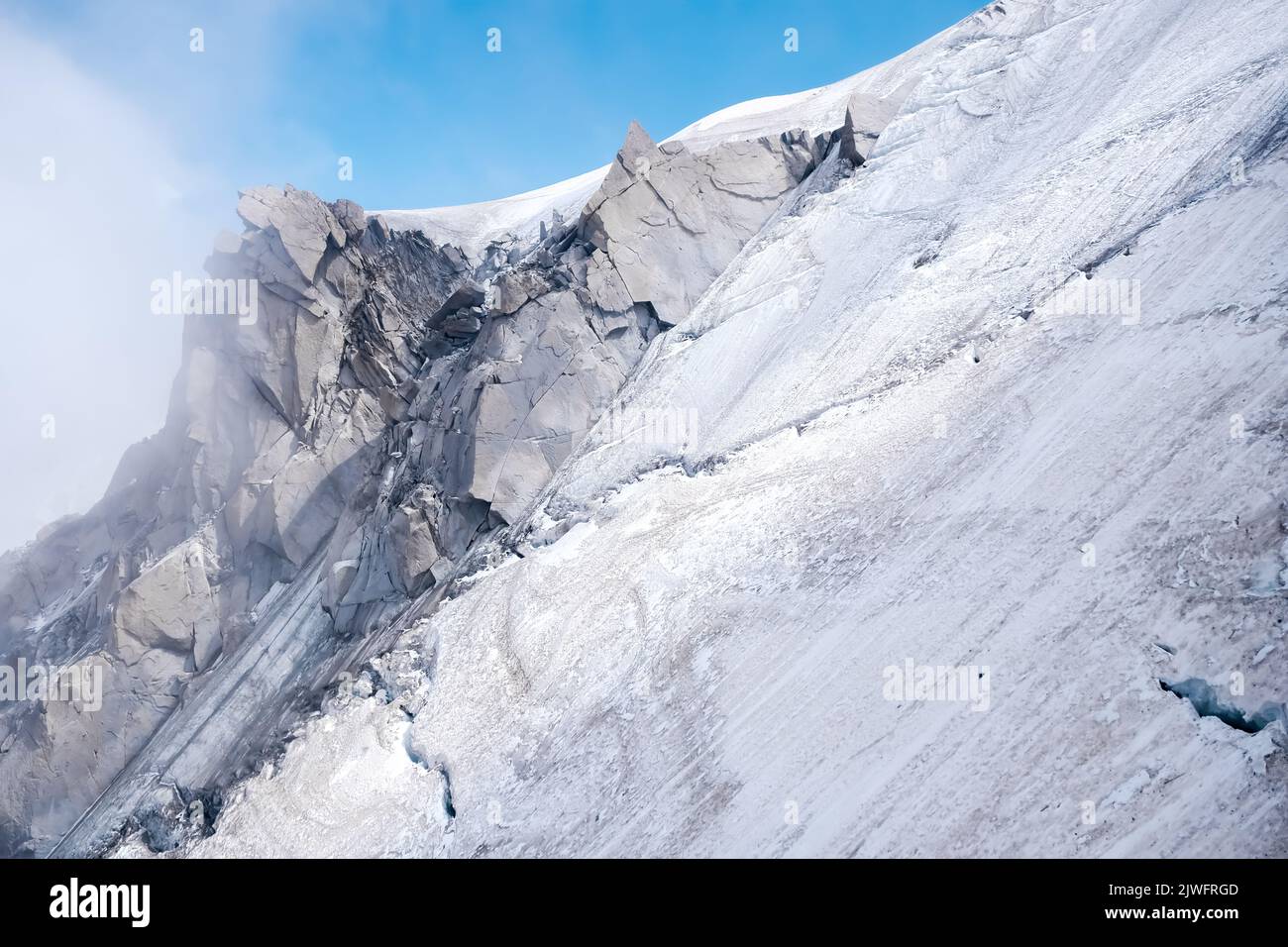 Rugged and dangerous mountain peaks high in the Alps losing their ...