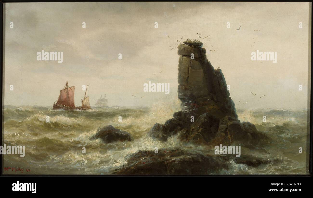 Marine landscape with sail boats. Melbye, Vilhelm (1824-1882), painter ...