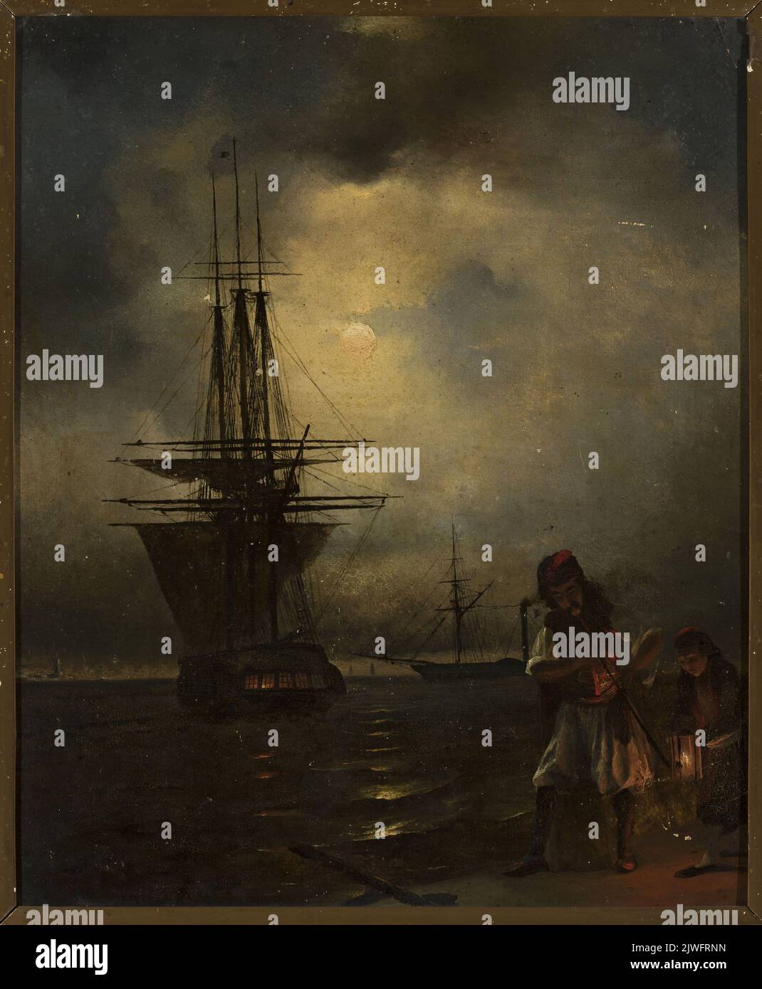 Scene in a port at night. unknown, painter Stock Photo - Alamy