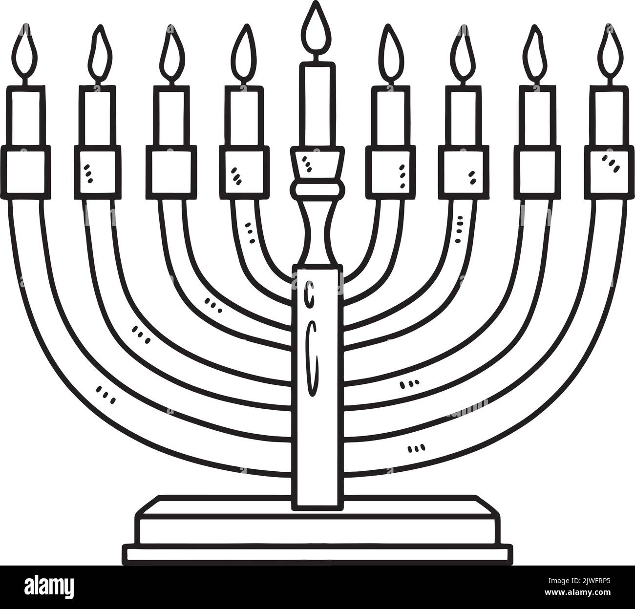 Hanukkah Menorah Isolated Coloring Page for Kids Stock Vector Image ...