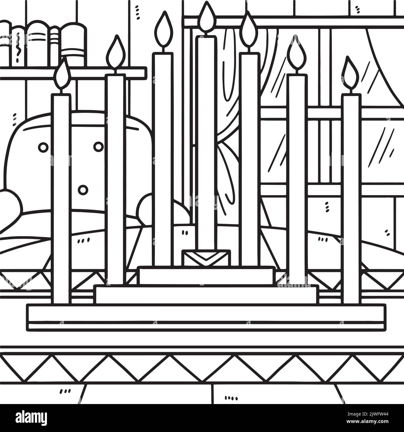 Kwanzaa Kinara Coloring Page for Kids Stock Vector Image & Art - Alamy