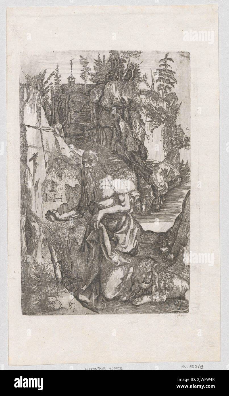 St. Jerome in penance. Hopfer, Hieronymus (ca 1500-1563), graphic ...