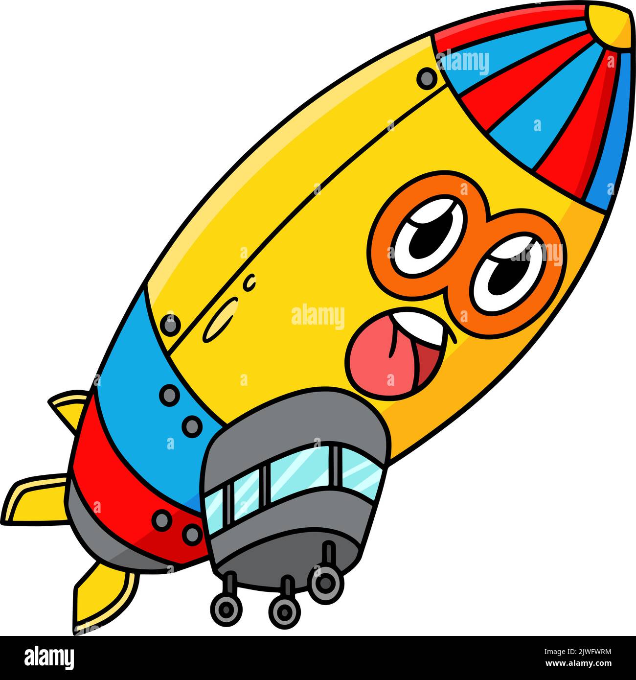 Zeppelin with Face Vehicle Cartoon Colored Clipart Stock Vector Image ...
