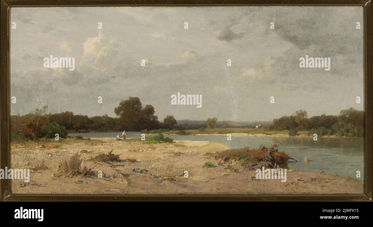 Waterside landscape. Willroider, Josef (1838-1915), painter Stock Photo ...