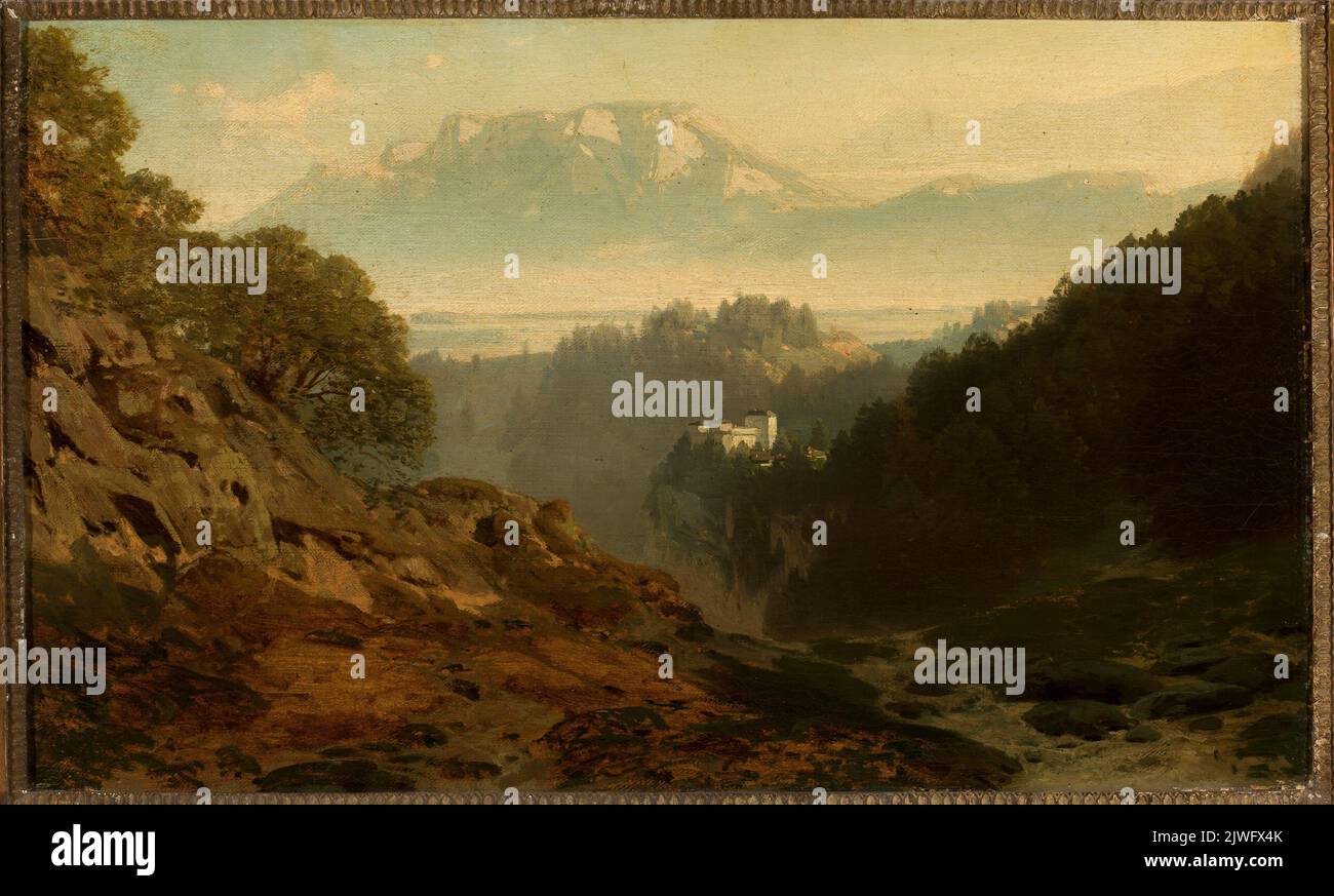 Mountain landscape with a castle. Willroider, Ludwig (1845-1910 ...