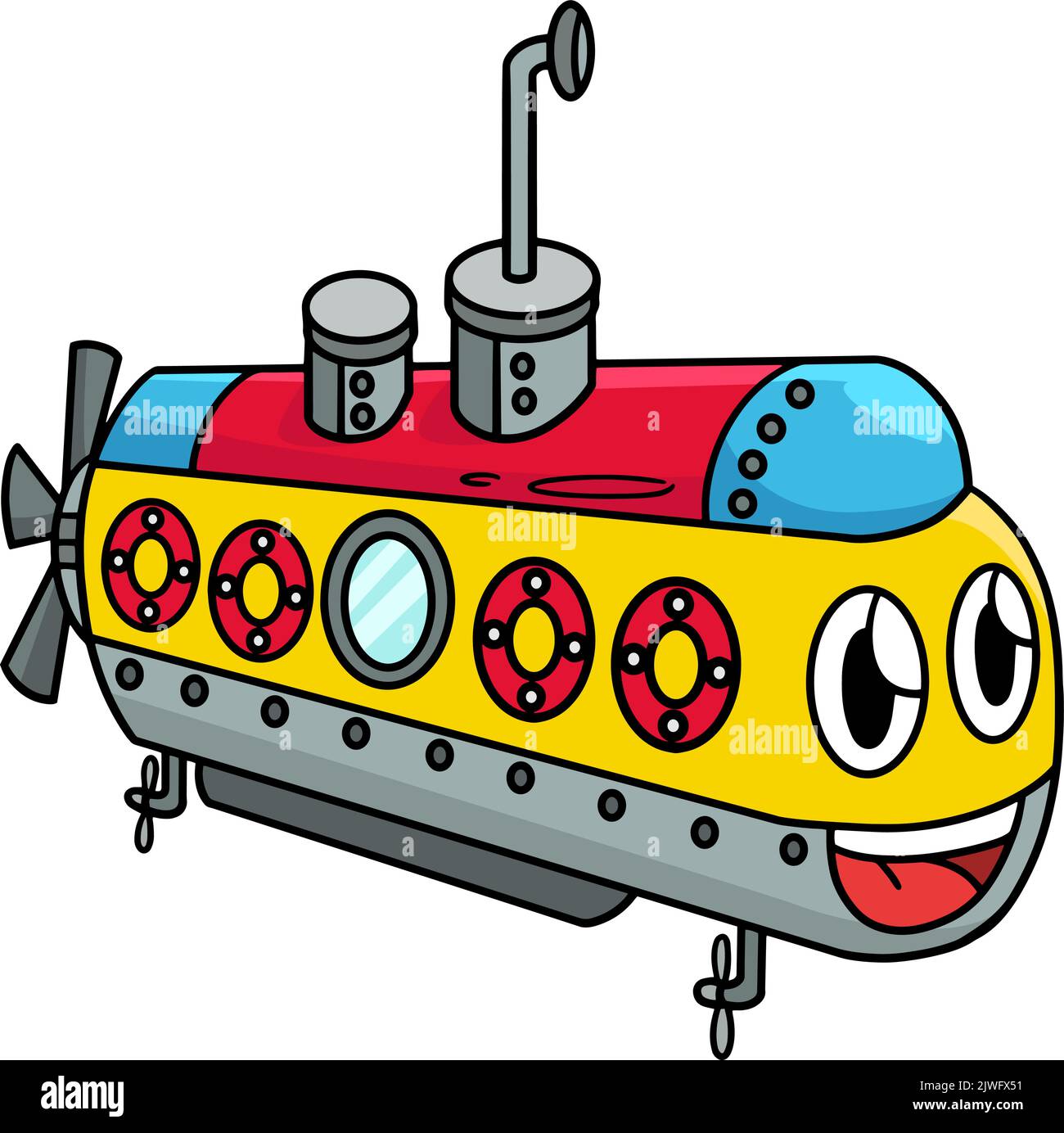 Submarine with Face Vehicle Cartoon Clipart Stock Vector Image & Art ...