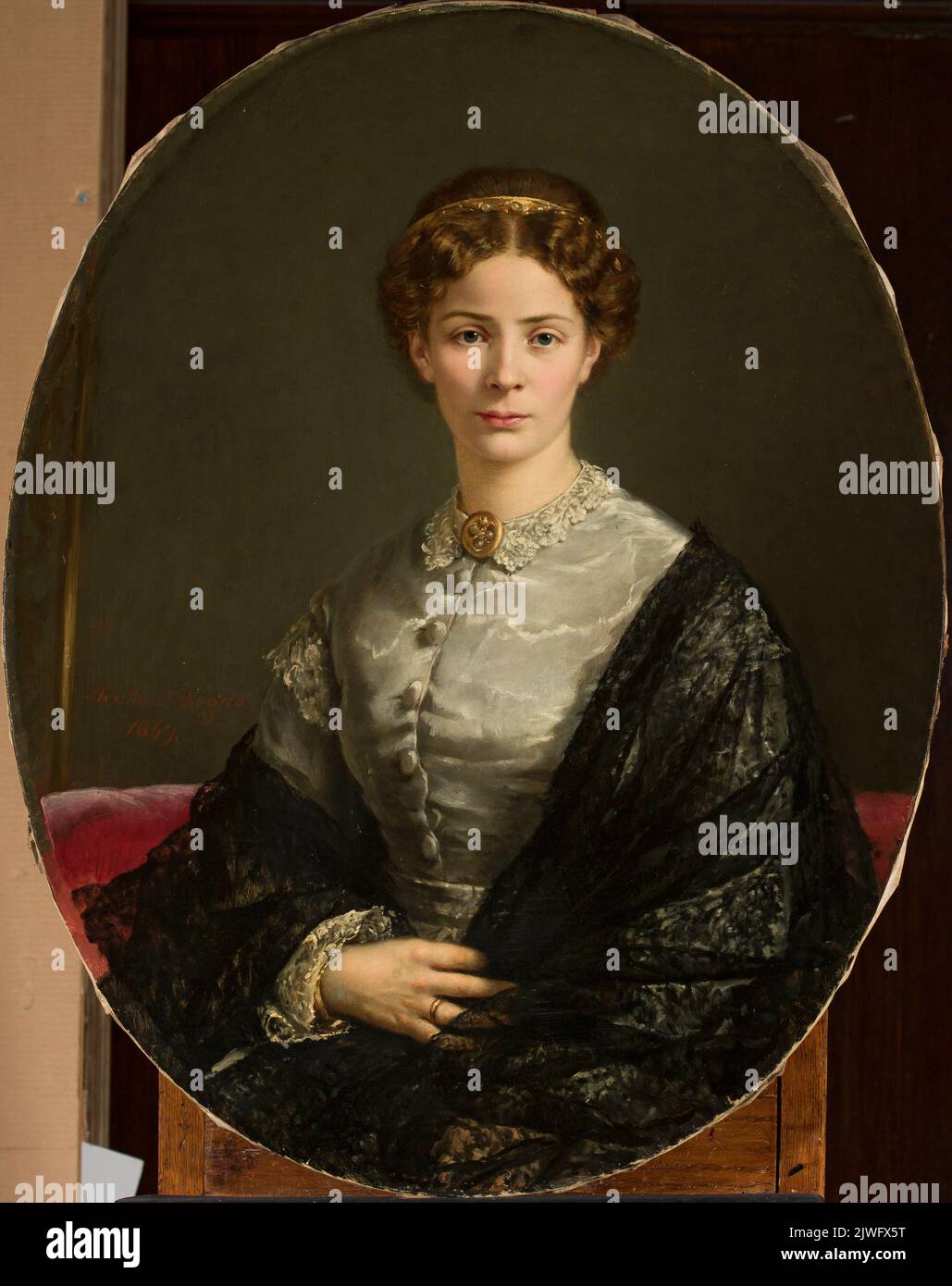 Portrait of a lady in a lacy scarf. Begas, Adalbert (1836-1888 ...