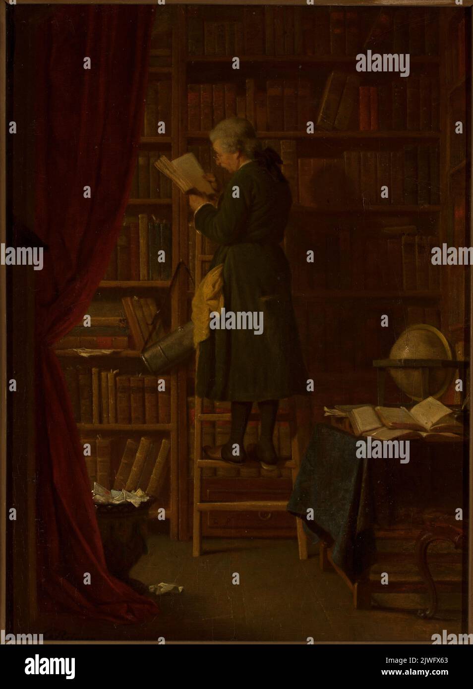 In the library. Reimer, Georg (1828-1866), painter Stock Photo - Alamy