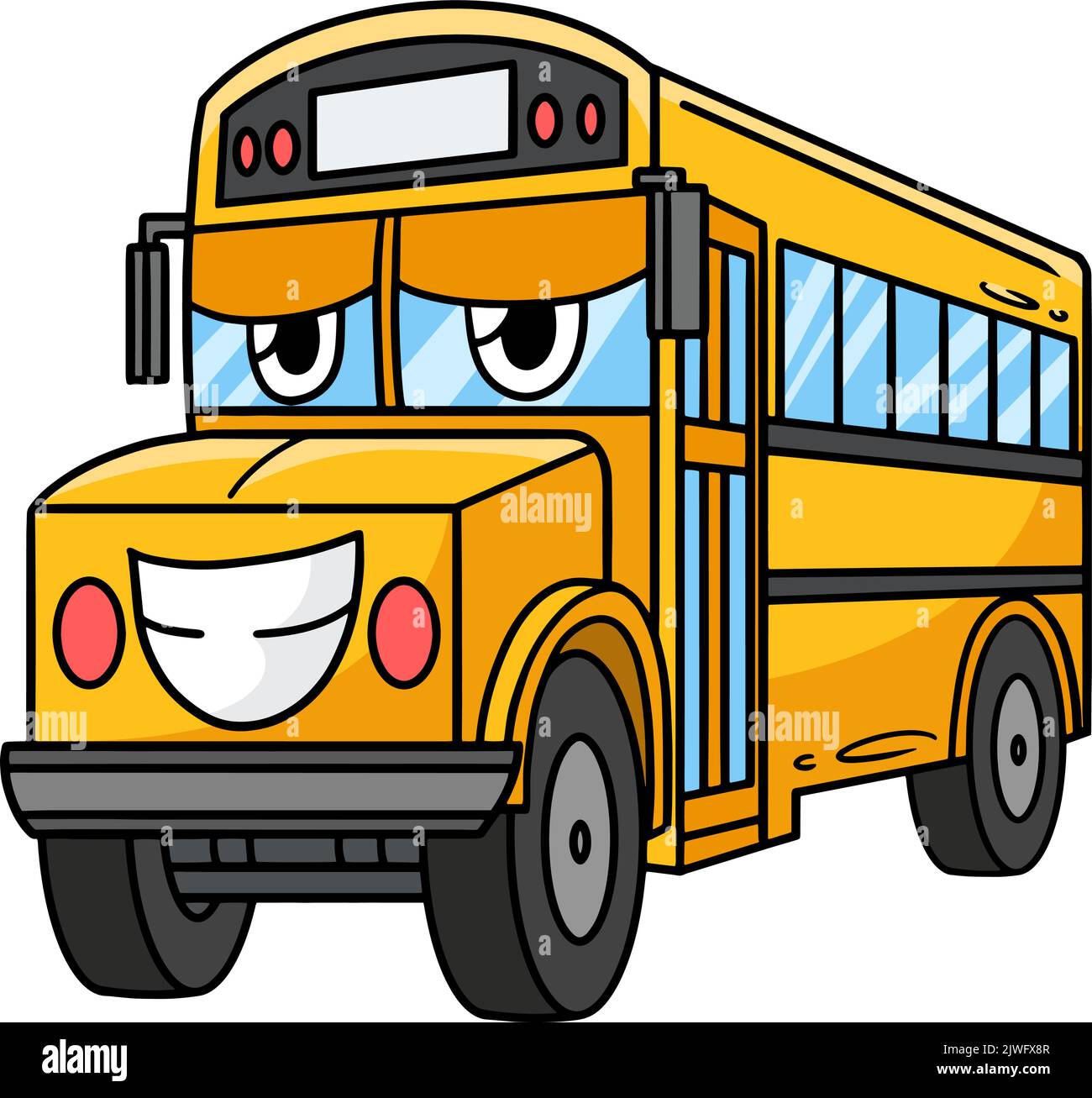 School Bus with Face Vehicle Cartoon Clipart Stock Vector Image & Art ...