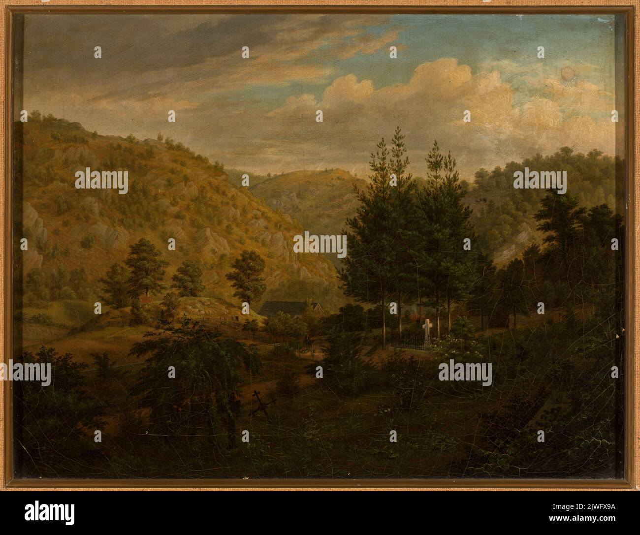 Old graveyard in mountain landscape. unknown, painter Stock Photo - Alamy