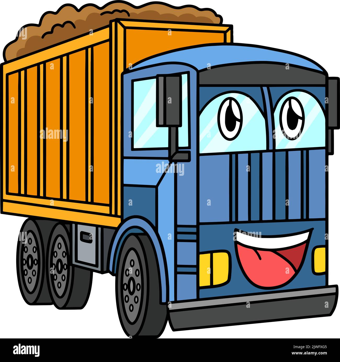 Dump Truck with Face Vehicle Cartoon Clipart Stock Vector Image & Art ...
