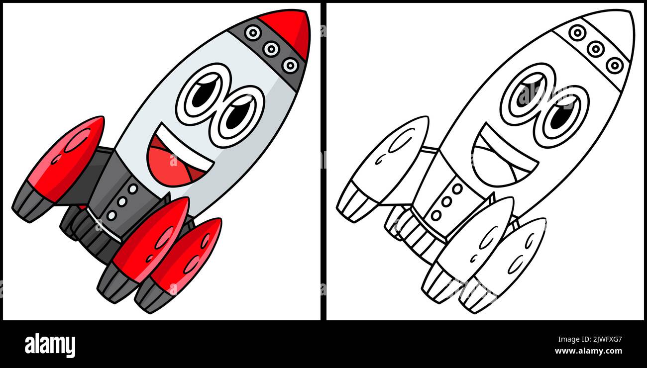 Rocket with Face Vehicle Coloring Illustration Stock Vector Image & Art ...