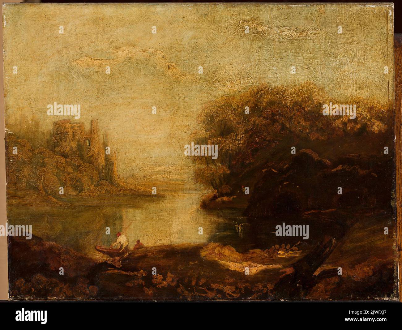 Waterside landscape with ruins. Jensen Ibsen, Marie (1845-?), painter ...