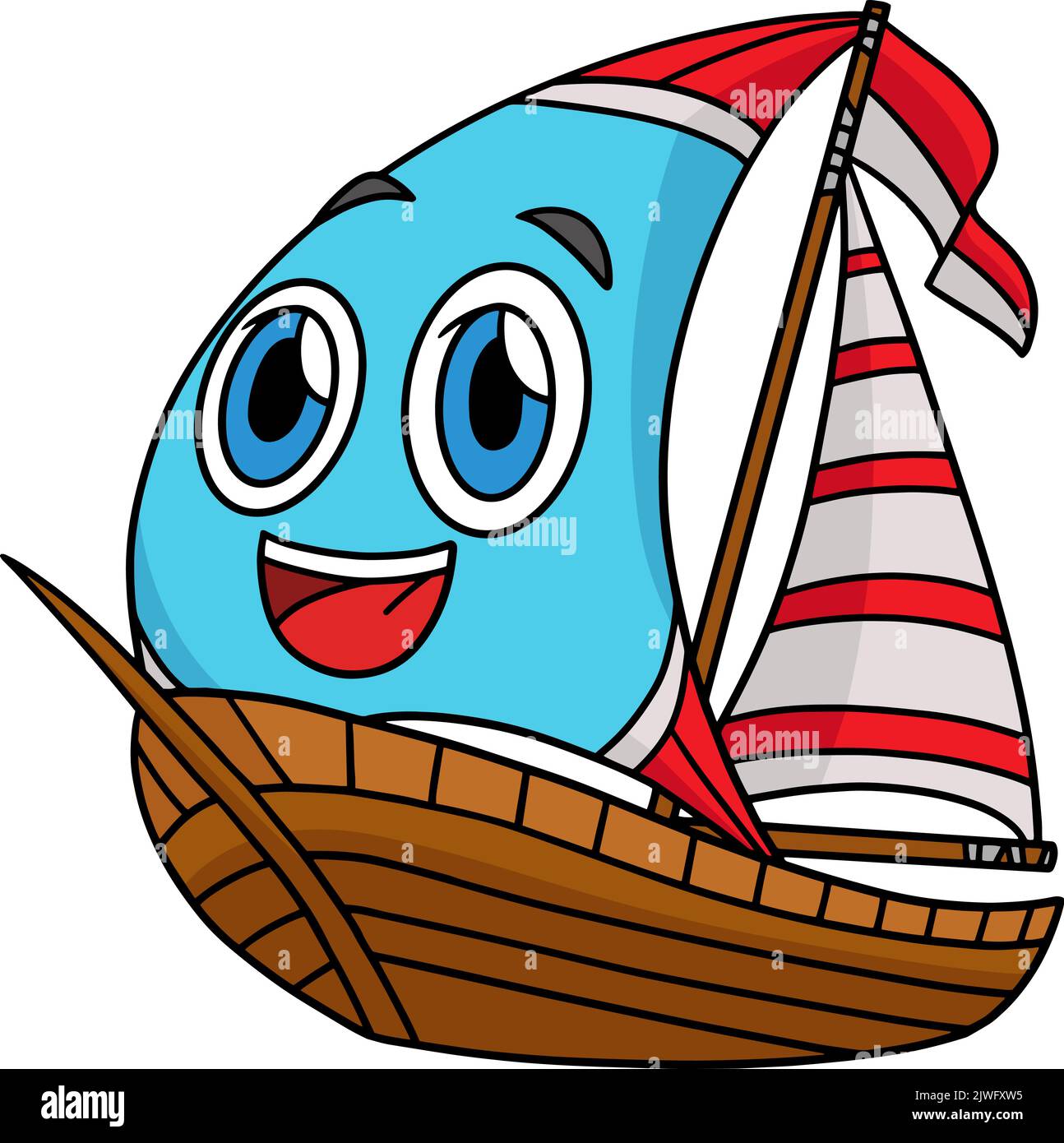 Sailboat with Face Vehicle Cartoon Colored Clipart Stock Vector Image ...