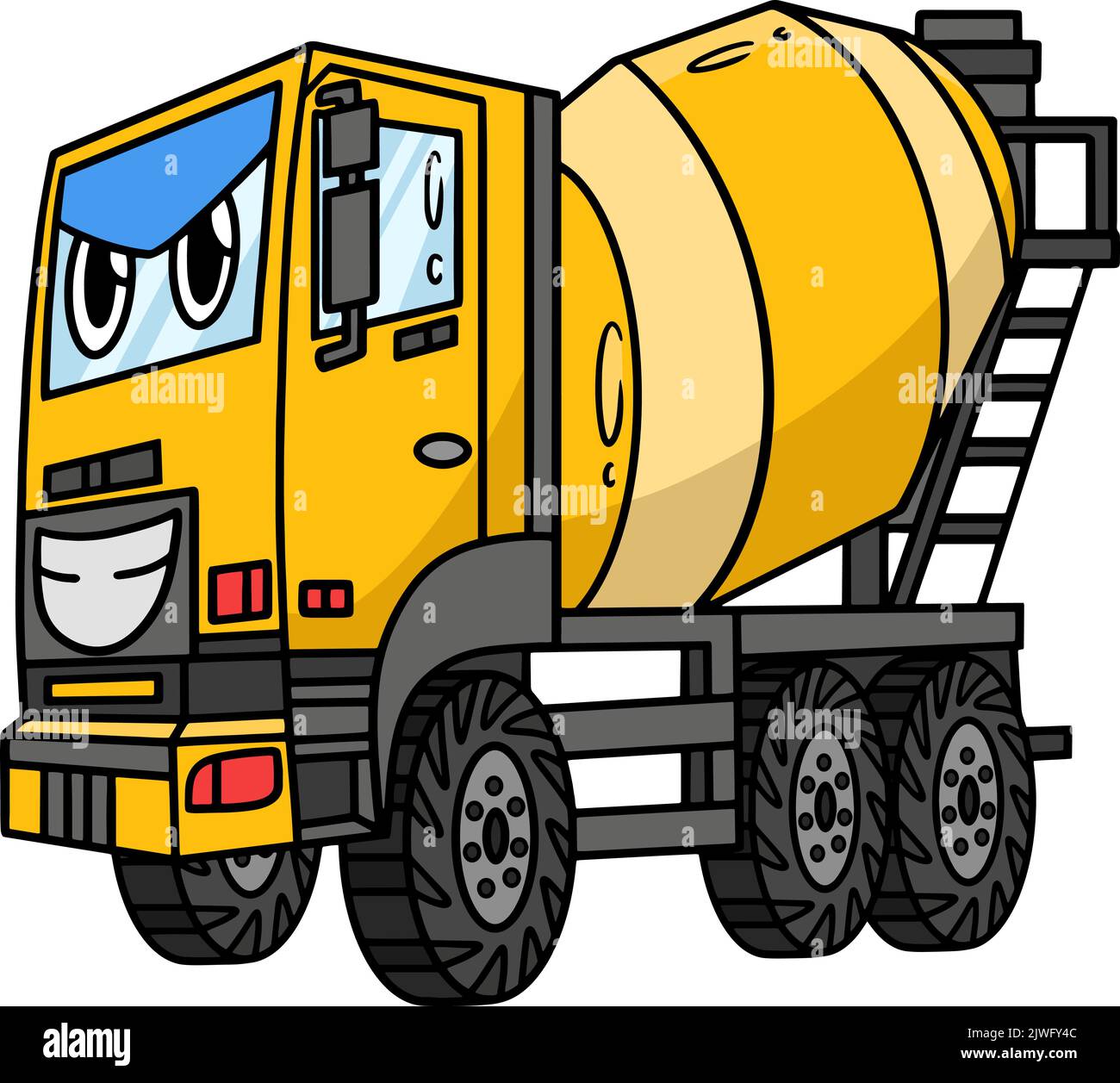 Concrete Mixer with Face Vehicle Cartoon Clipart Stock Vector Image ...