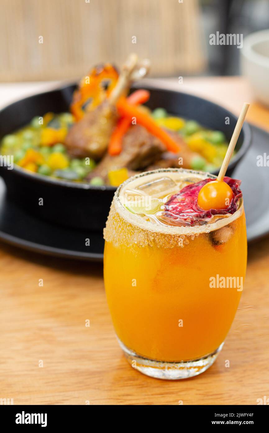 Delicious fruit drink with pisco sour, a very Peruvian drink Stock ...