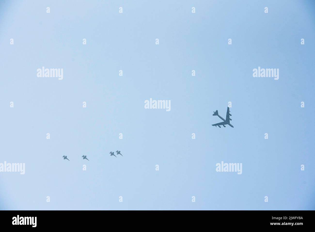 A U.S. Air Force B-52 Stratofortress, assigned to the 5th Bomb Wing ...