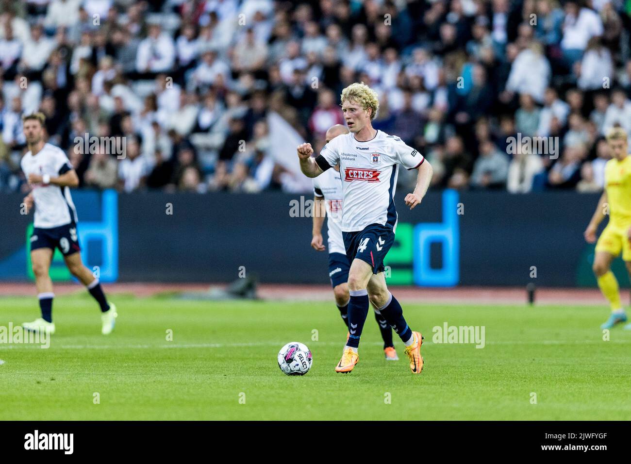Aarhus, Denmark. 05th Sep, 2022. Tobias Molgaard (14) of AGF seen ...