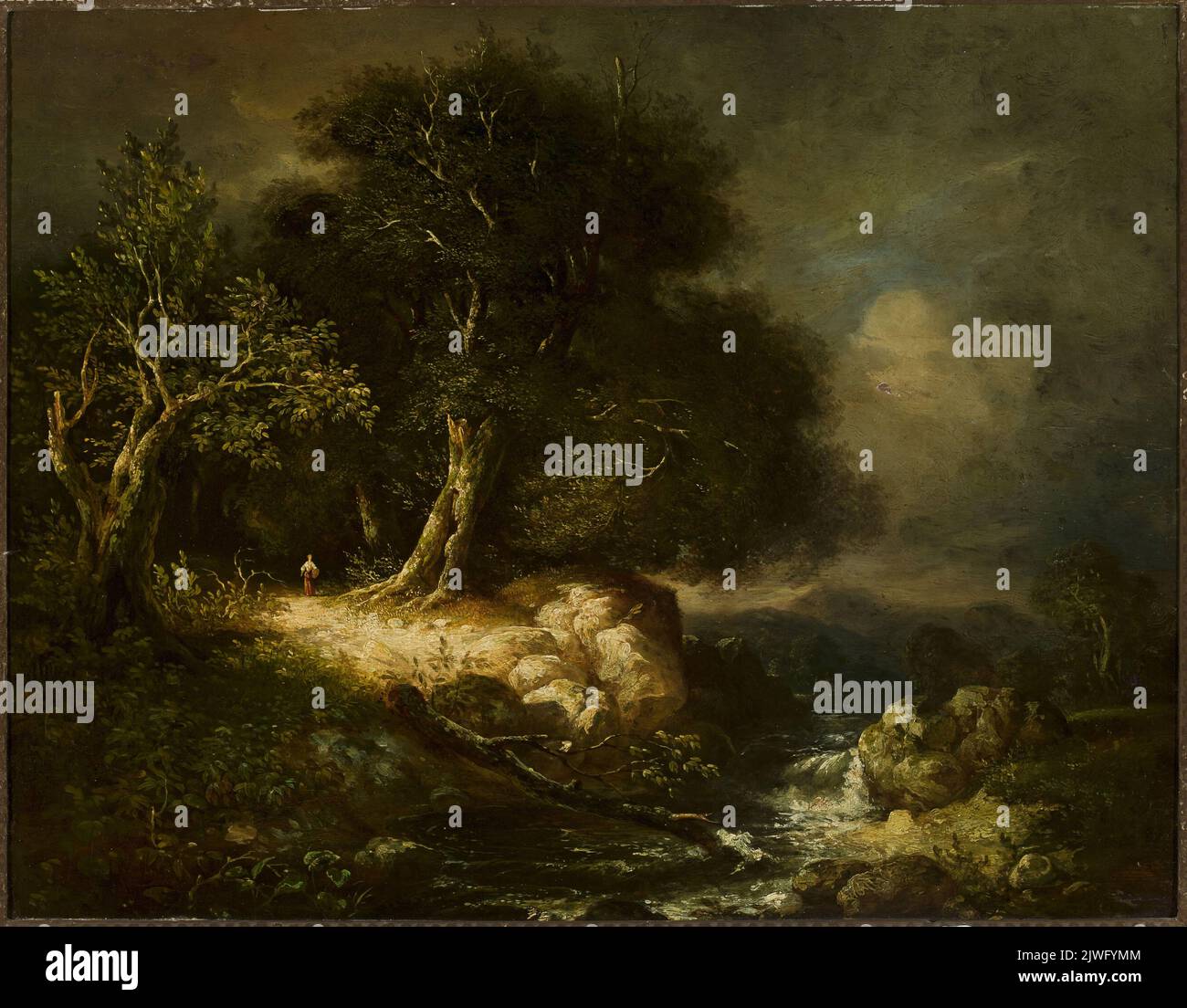 Forest landscape with a road and a river. Stark, James (1794-1859 ...