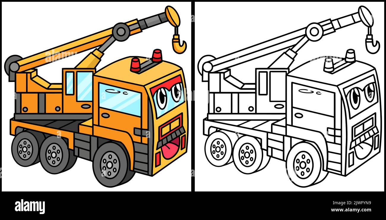 Crane with Face Vehicle Coloring Page Illustration Stock Vector Image ...