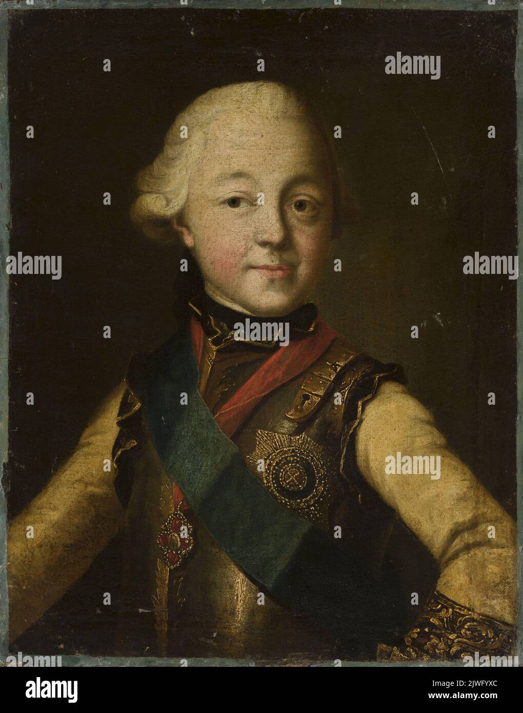 Portrait of a boy from the Romanov family (?), in armour, with the ...
