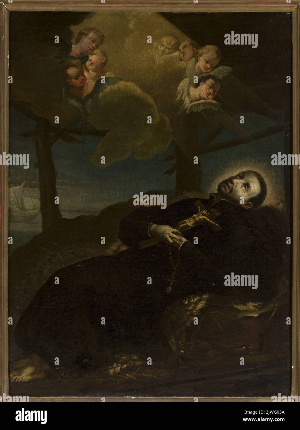 Death of a monk at the seaside. nieznany malarz hiszpański, painter ...