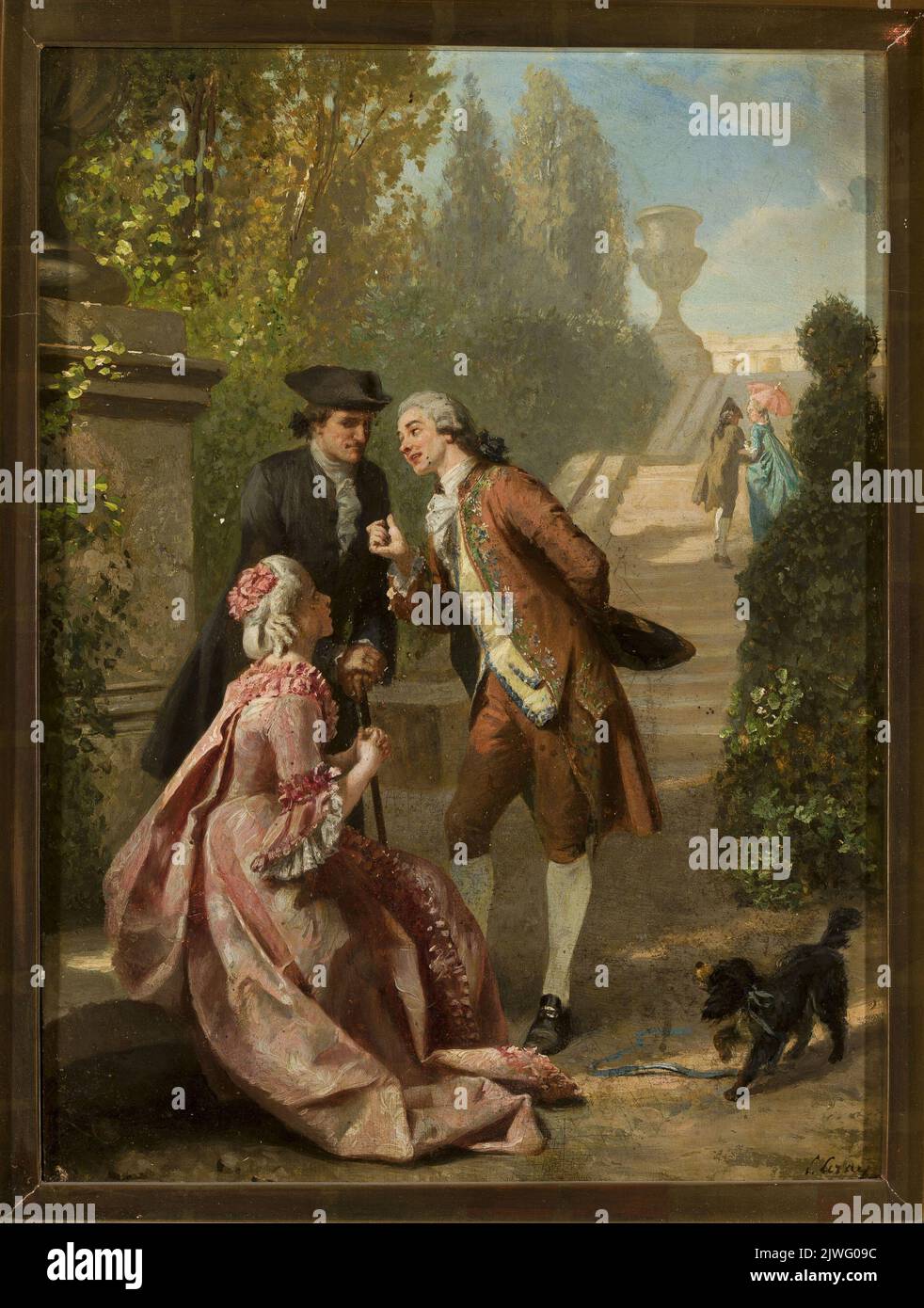 Scene in a park. Leray, Prudent Louis (1820-1879), painter Stock Photo ...