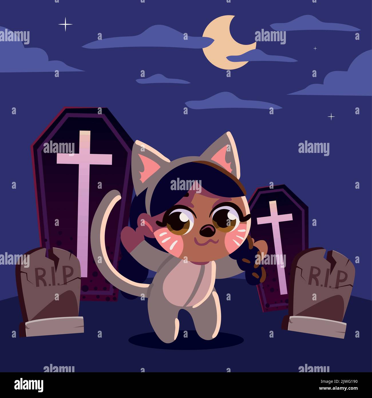 Cat Girl Costume Halloween Stock Vector Image And Art Alamy