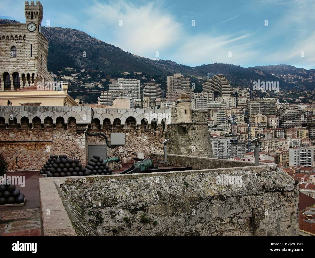 Monaco Montecarlo principality aerial view cityscape. Azure coast ...