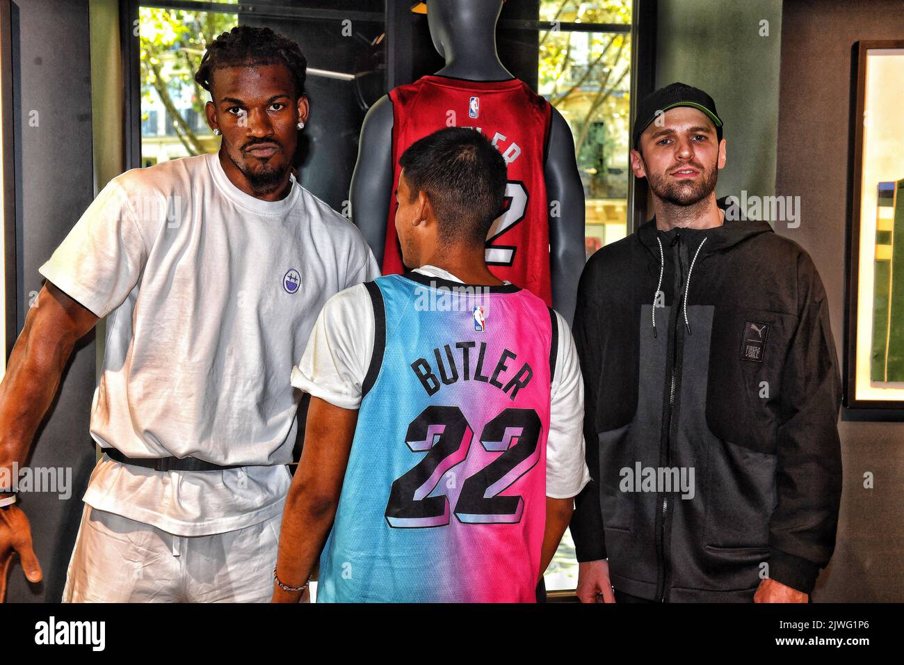 Jimmy Butler and Chris Brickley at NBA Store in Paris Stock Photo - Alamy